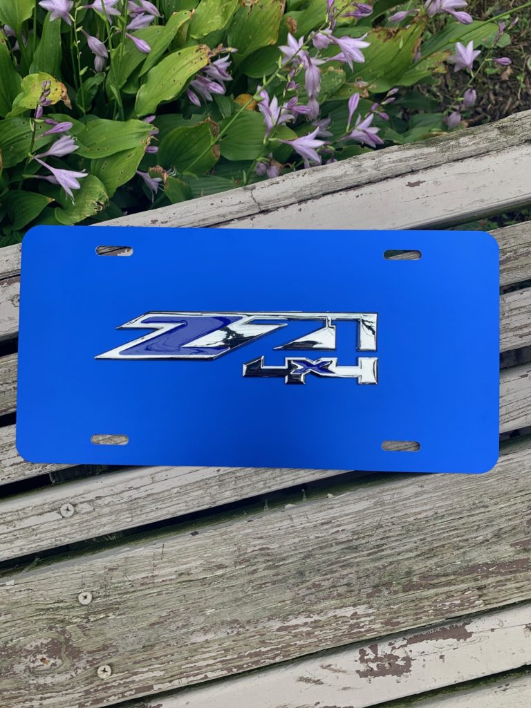 Custom 3D Z71 License Plate New Blue Satin Fits Chevrolet Silverado ...