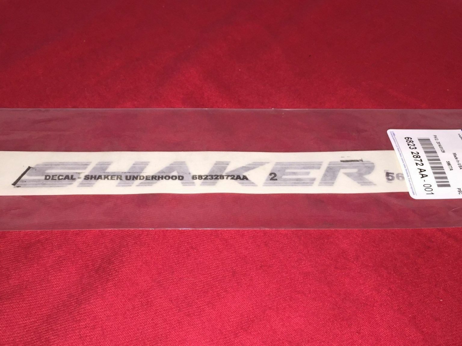 Dodge Challenger "SHAKER" Under Hood Decal NEW OEM MOPAR - KLP Customs